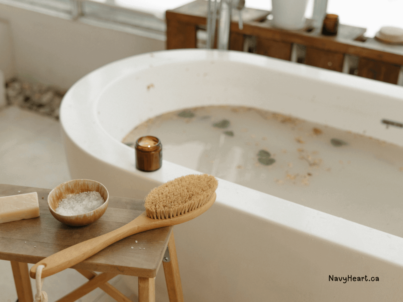 DIY Lavender Vanilla Calming Bath Soak - Navy Heart